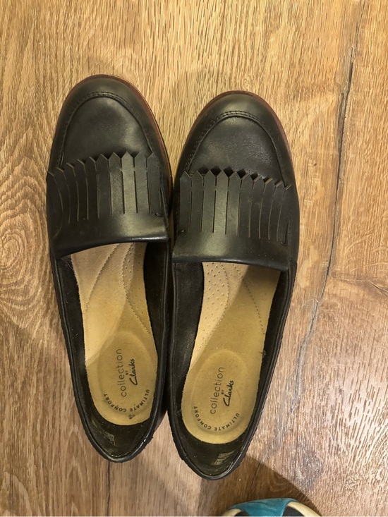 Clarks | Shoes | Clarks Black Fringe Leather Loafers | Poshmark